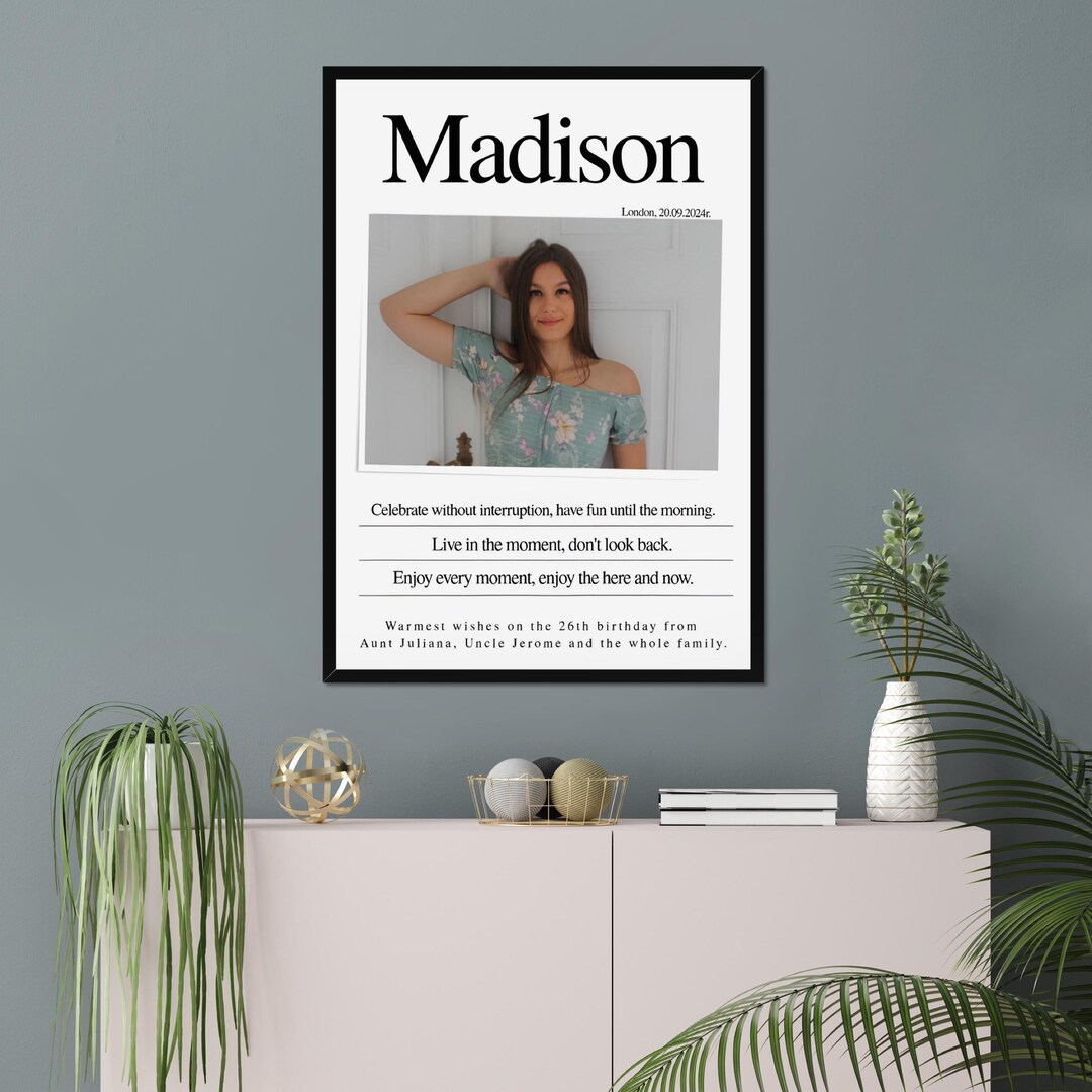 Custom Birthday Poster With Photo, Photo Milestone Design Birthday Sign ...