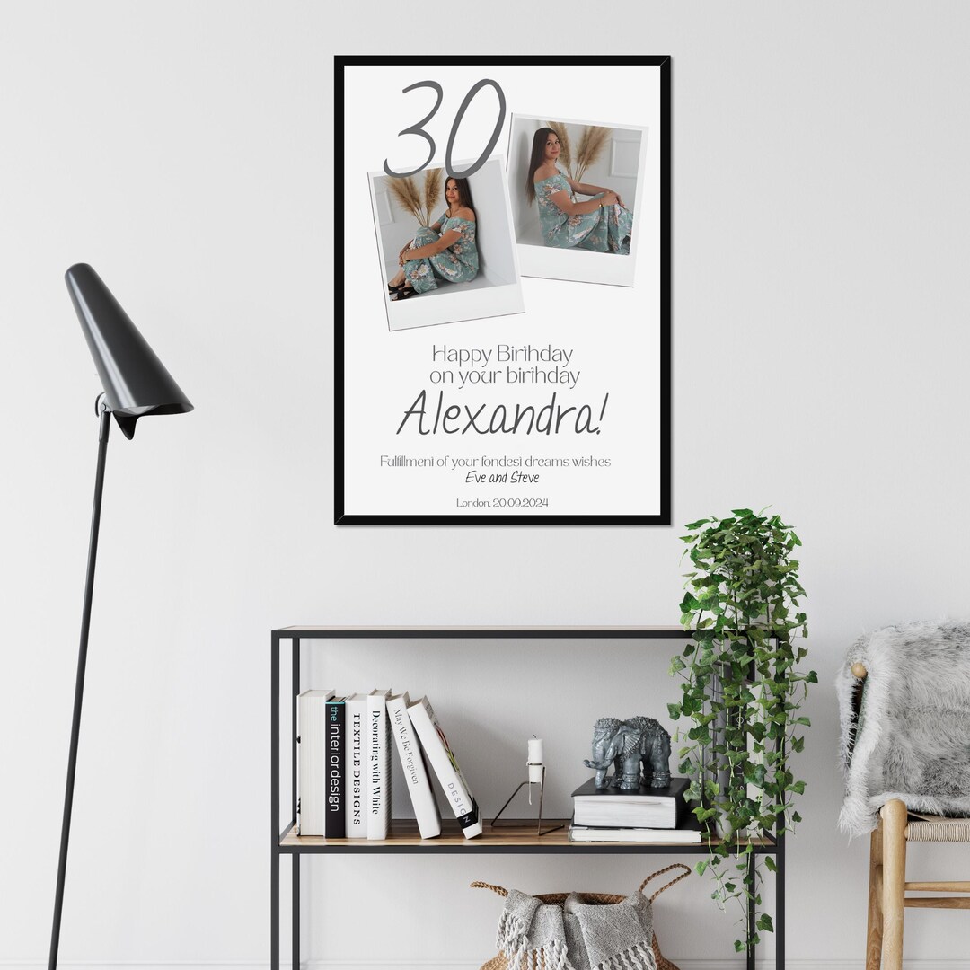 Custom Birthday Poster, 30 Birthday Poster With Photo, Photo Milestone ...