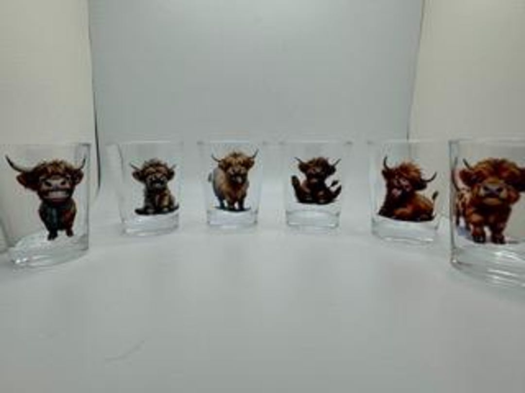 Set of 6 Highland Cow Shot Glasses - Etsy