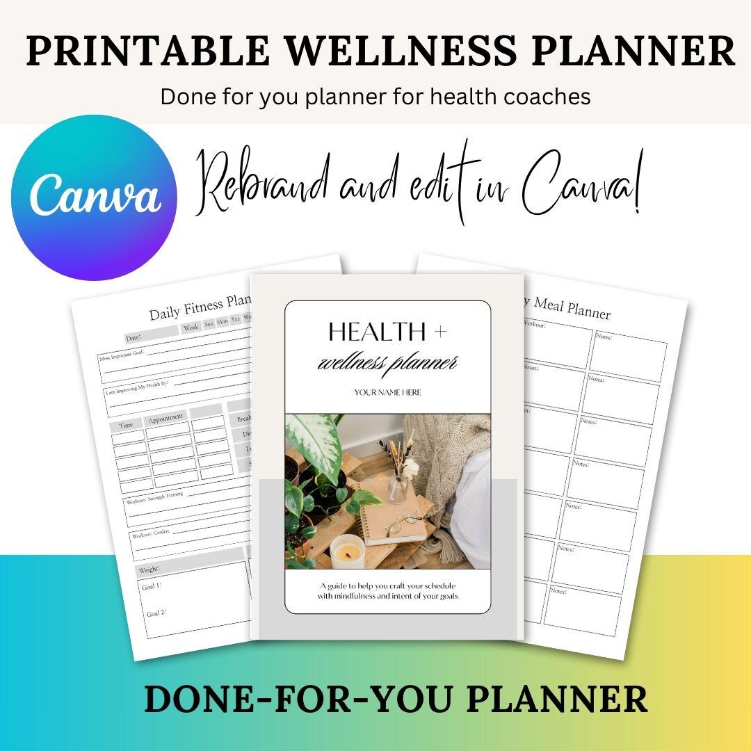 Printable Health & Wellness Planner: Canva Template, PLR Lead Magnet - Etsy