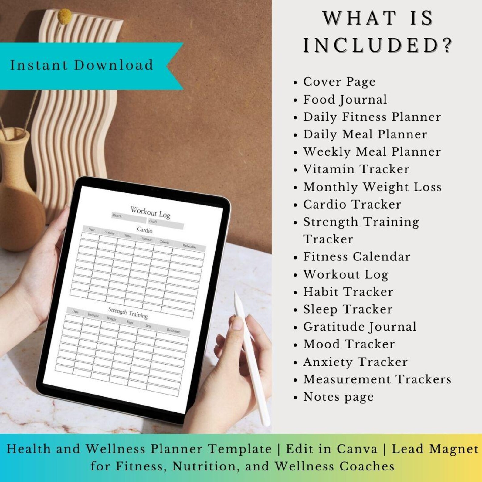 Printable Health & Wellness Planner: Canva Template, PLR Lead Magnet - Etsy