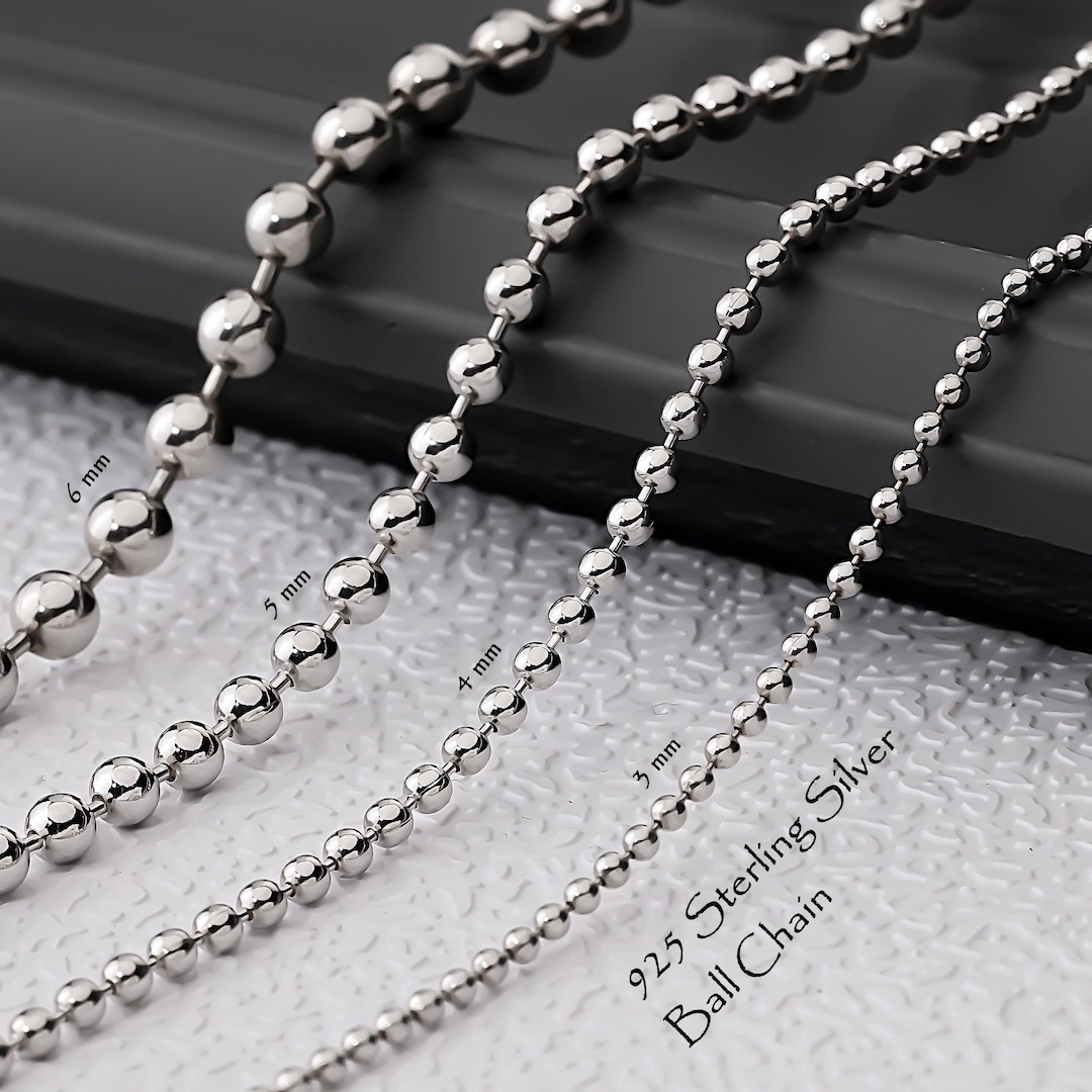 925 Sterling Silver Ball Necklace Women, Italian Bead Pendant Chain ...