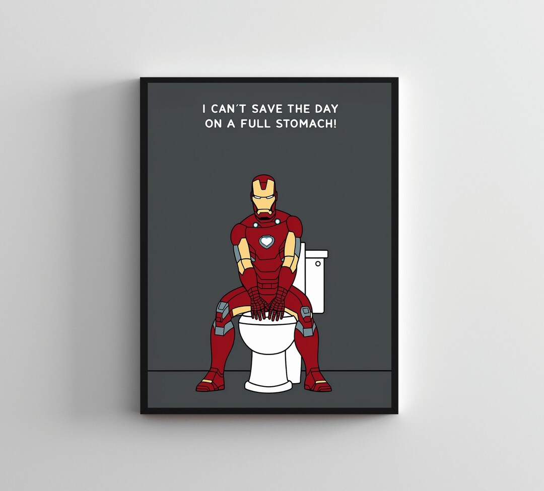 Restroom Art SERIES #33, Ironman Poster, Superheroes Wall Art, Funny ...