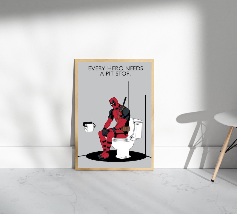 Restroom Art SERIES #20, Deadpool Poster, Superhero Art, Superhero ...