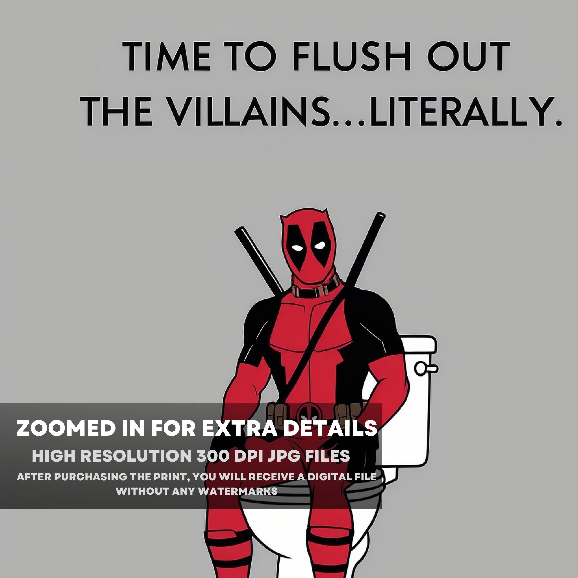 Restroom Art SERIES #23, Deadpool Poster, Superhero Art, Superhero ...