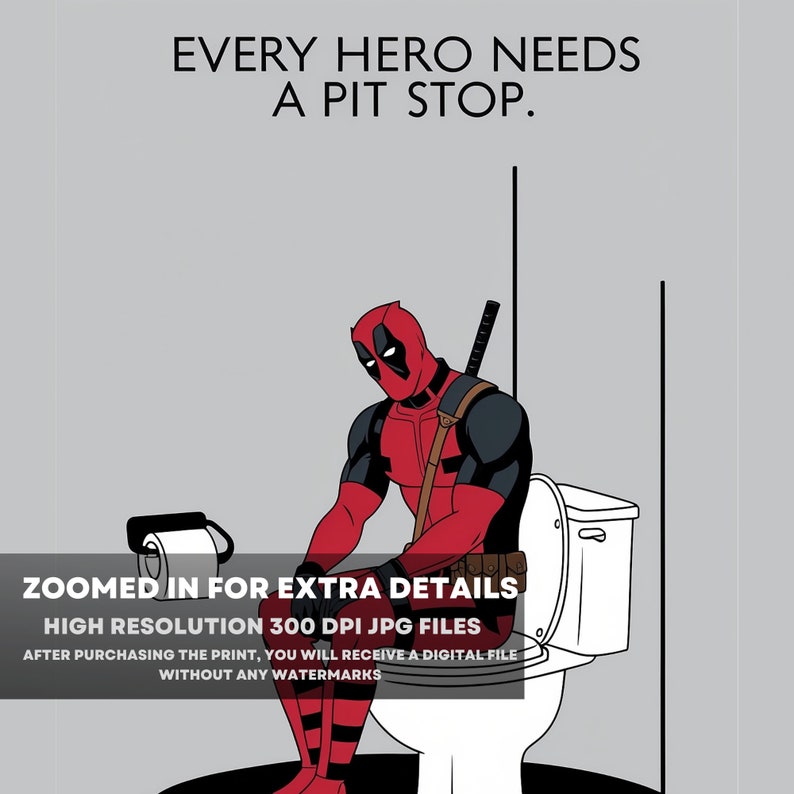 Restroom Art SERIES #20, Deadpool Poster, Superhero Art, Superhero ...