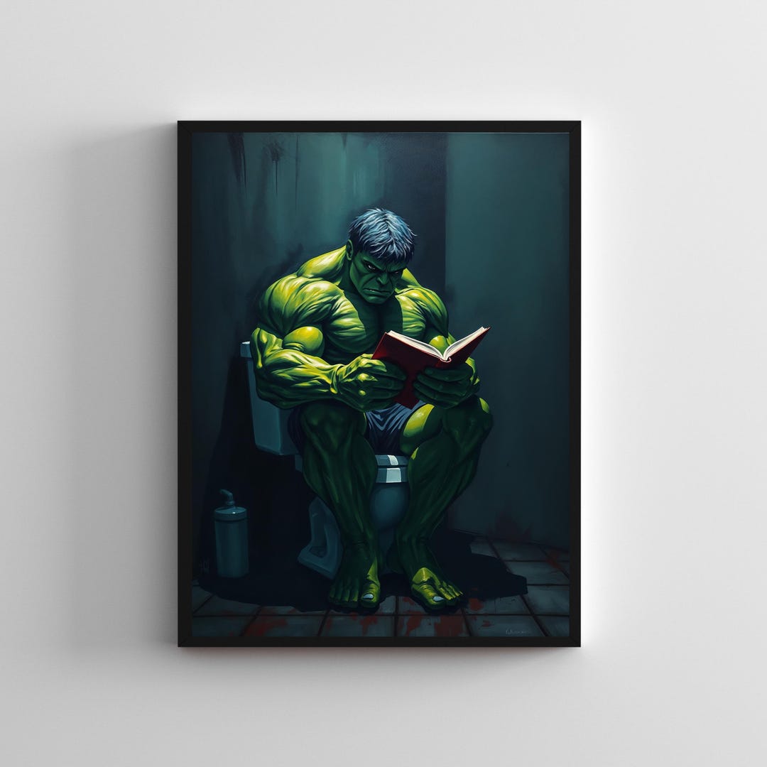 Restroom Art SERIES 58, Funny Toilet Poster, Marvel Wall Art, Hulk Wall ...