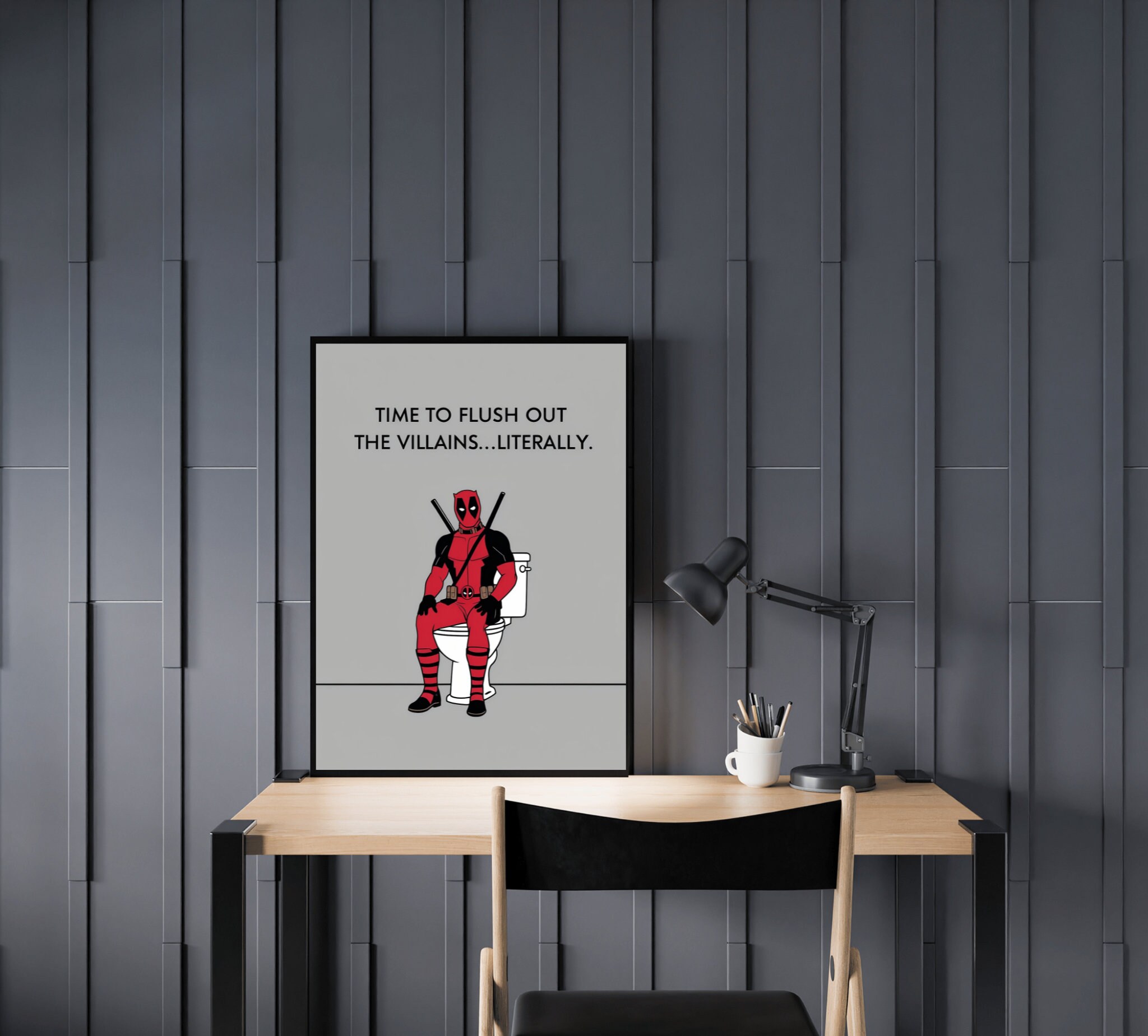 Restroom Art SERIES #23, Deadpool Poster, Superhero Art, Superhero ...