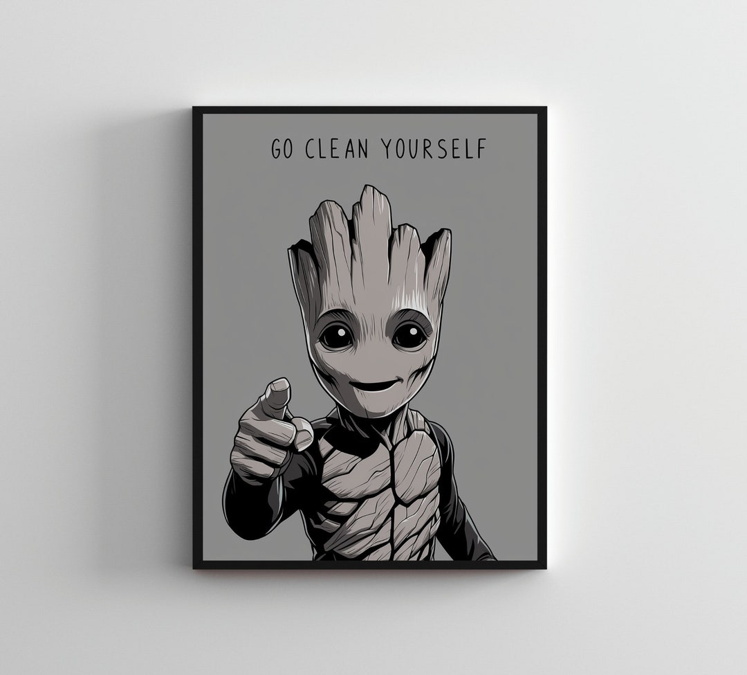 Bathroom Art SERIES 50, Cute Groot Poster, Starwars Wall Art, Cute ...