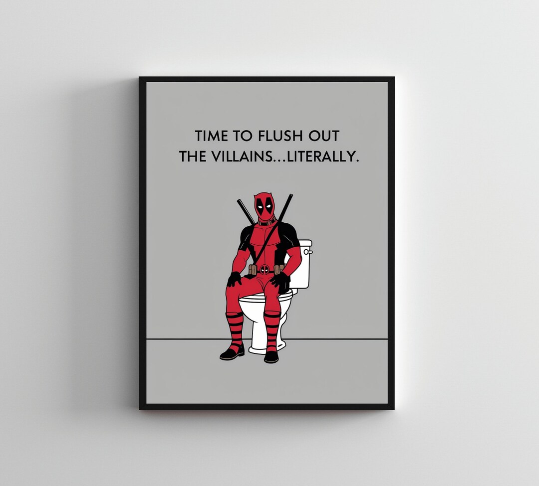 Restroom Art SERIES #23, Deadpool Poster, Superhero Art, Superhero ...