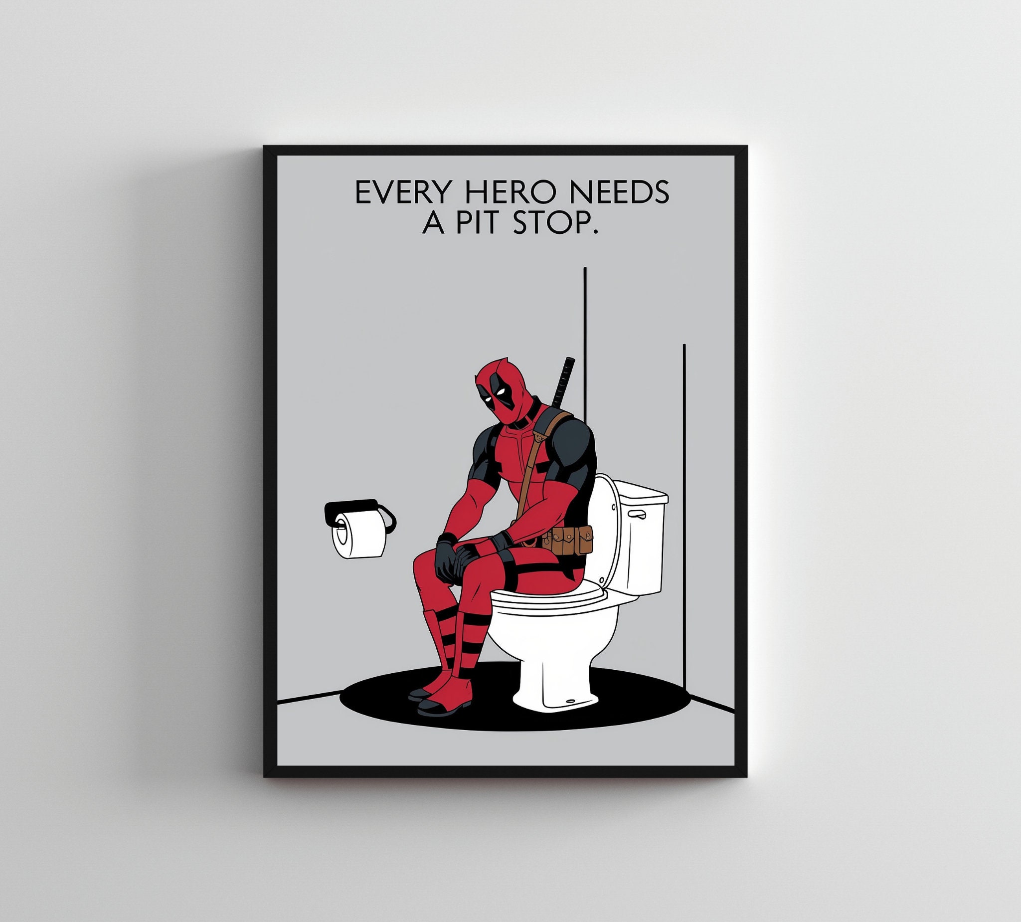 Restroom Art SERIES 20, Deadpool Poster, Superhero Art, Superhero ...