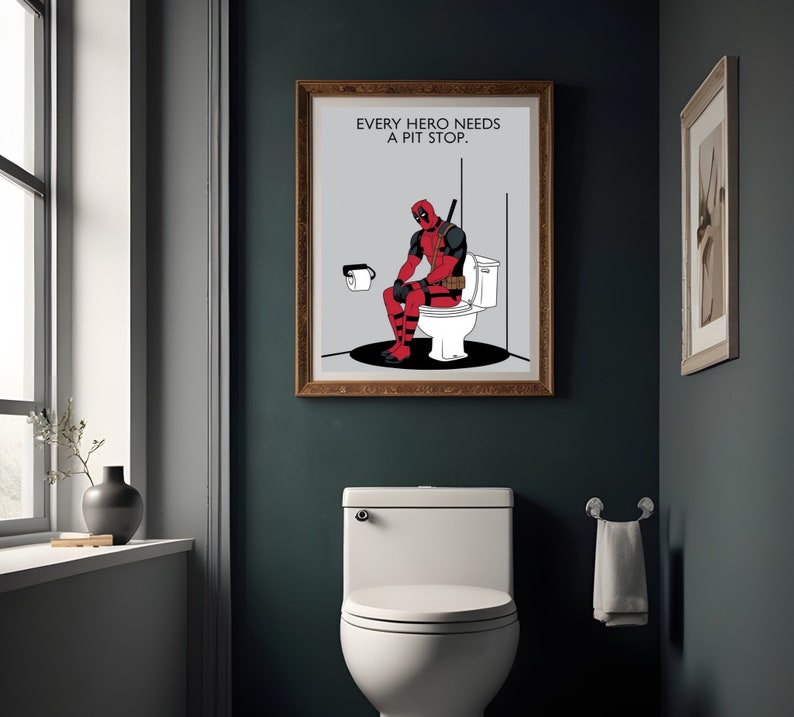 Restroom Art SERIES 20, Deadpool Poster, Superhero Art, Superhero ...