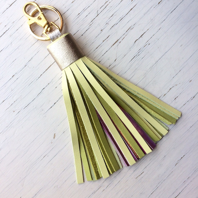 Leather Tassel Keychain Large Tassel Multicolor Tassel Purse - Etsy