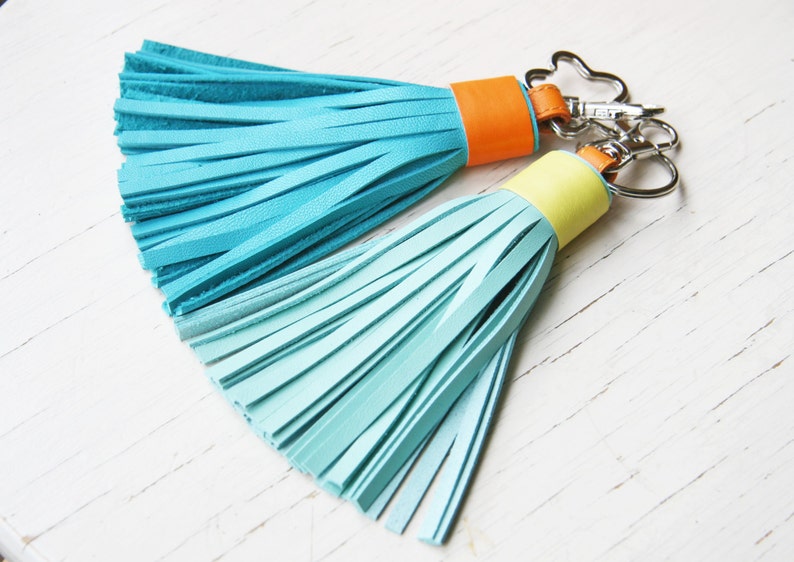 Leather Tassel Key Chain Purse Charm, Tassel Key Fob - Etsy