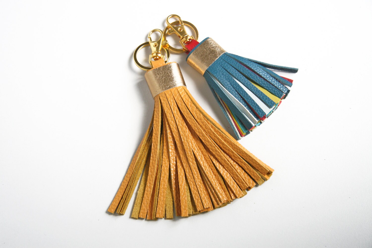 Leather Tassel Key Chain Black Leather Tassel Key Fob Bag Purse Tassel ...