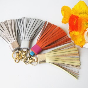 Orange Leather Tassel Keychain Tassel Key Ring With Clasp Keyring Bag ...