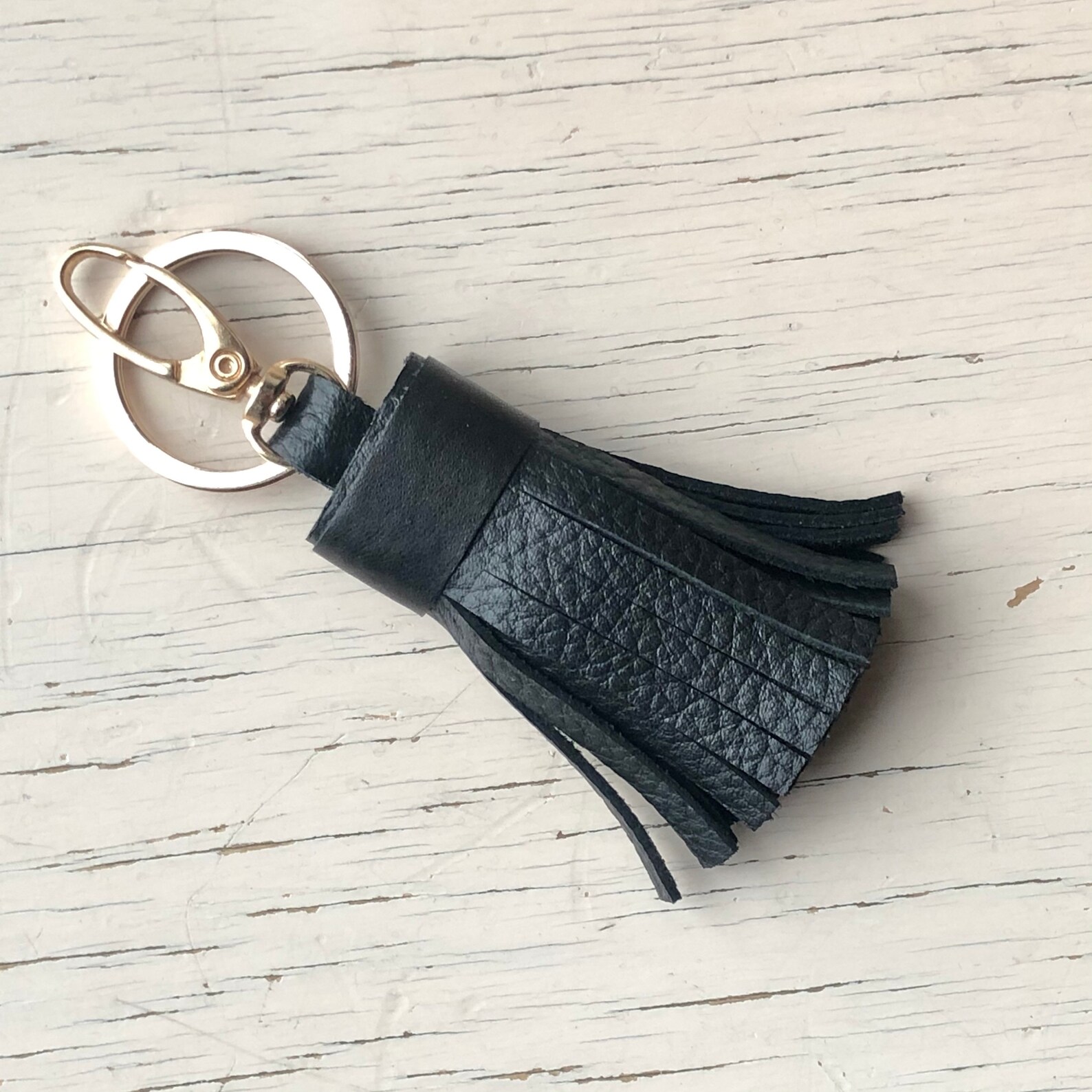 Leather Tassel Key Chain Black Leather Tassel Key Fob Bag Purse Tassel ...