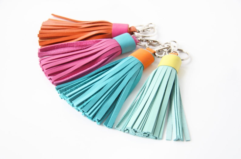 Leather Tassel Keychain Leather Tassel Key Fob Gold | Etsy