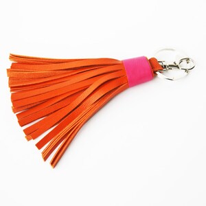 Orange Leather Tassel Keychain Tassel Key Ring With Clasp Keyring Bag ...