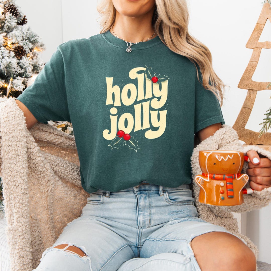 Holly Jolly Mistletoe Christmas Shirt Retro Holiday Vibes Tis' the ...