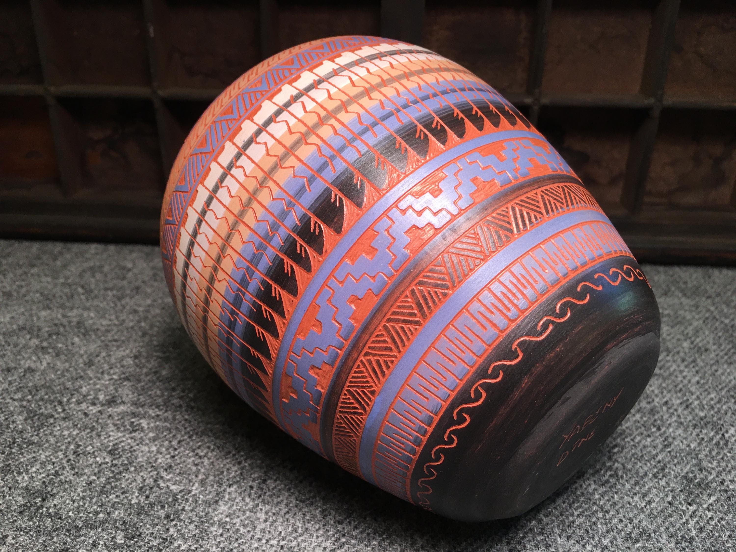 Navajo Pottery Signed Yabeny Dine Carved and Glazed Terracotta Pot - Etsy