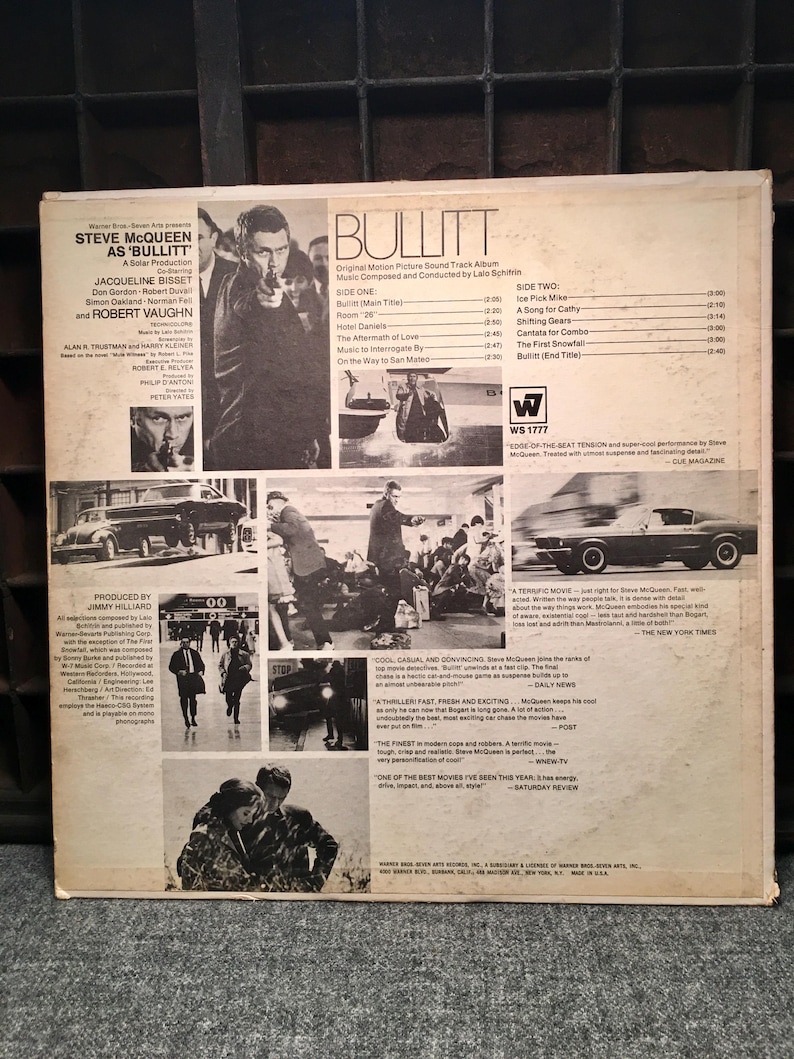 Bullitt Steve Mcqueen LP Soundtrack Lalo Schifrin Seven Arts Records ...