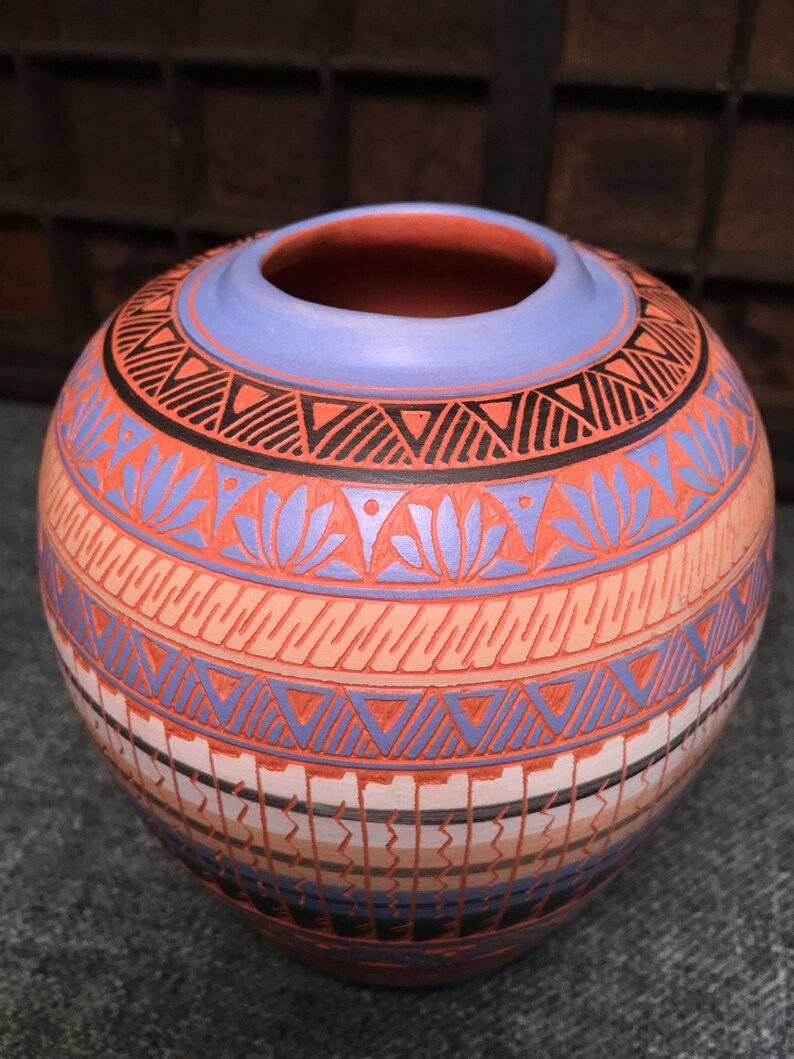 Navajo Pottery Signed Yabeny Dine Carved and Glazed Terracotta Pot - Etsy