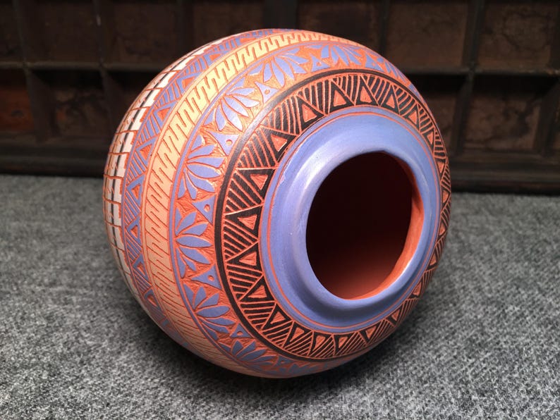 Navajo Pottery Signed Yabeny Dine Carved and Glazed Terracotta Pot - Etsy