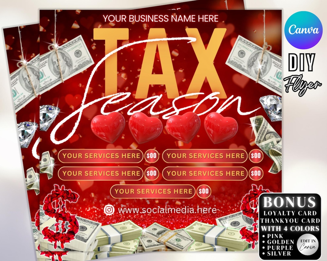 Tax Preparation Flyer, Valentine's Tax Flyer, Tax Season, Tax Prep ...