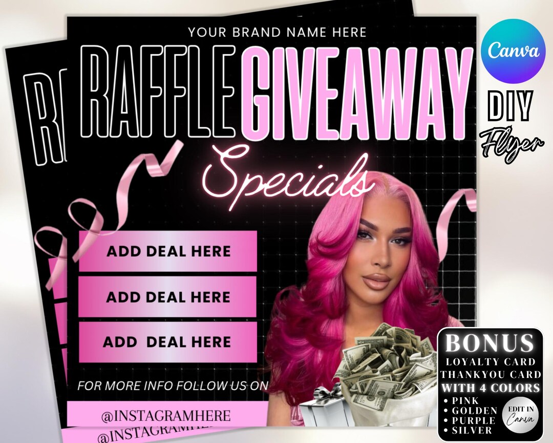 DIY Raffle Giveaway Flyer Template: Beauty, Hair, Lashes (1080 X 1080 ...