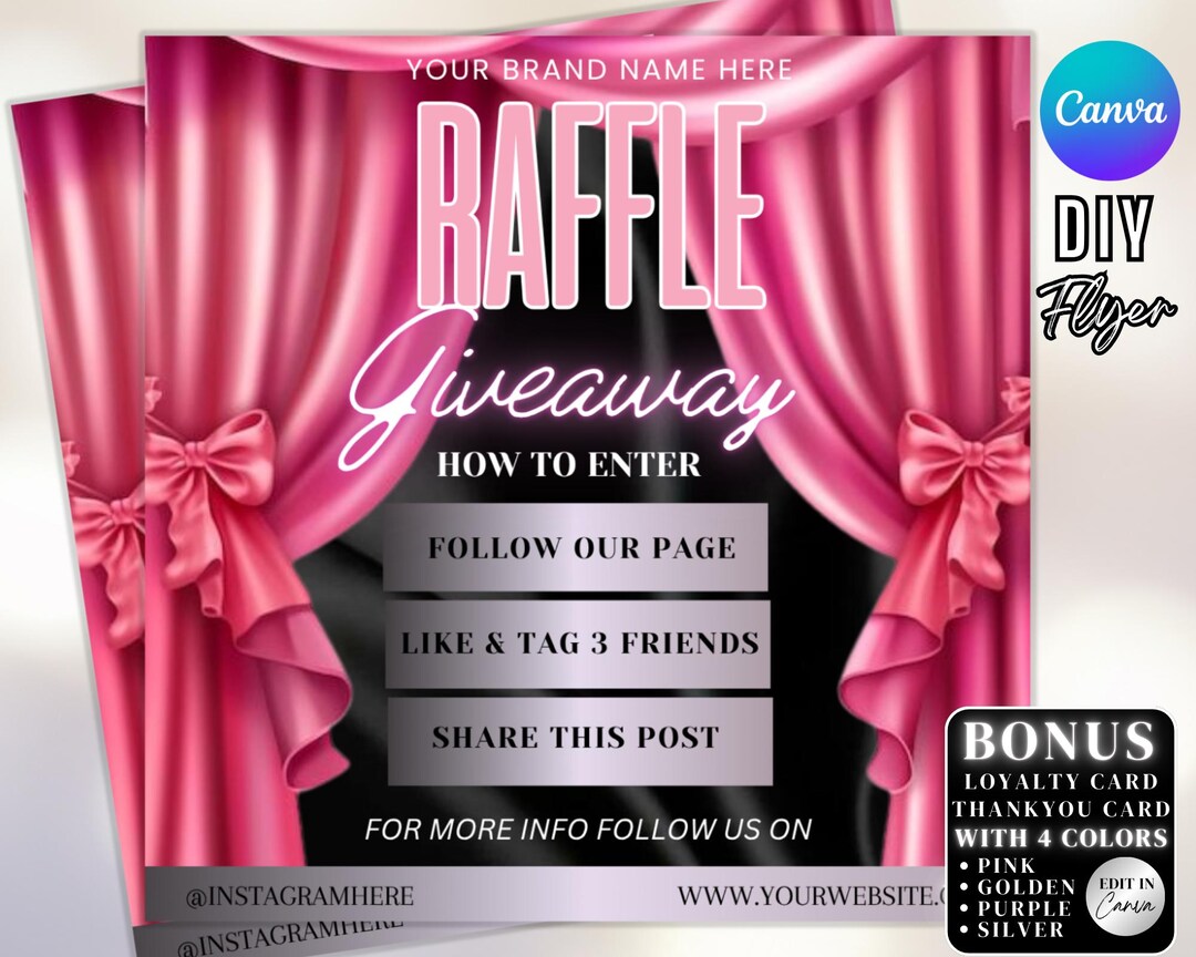 DIY Raffle Giveaway Flyer Template: Beauty, Hair, Lashes (1080 X 1080 ...