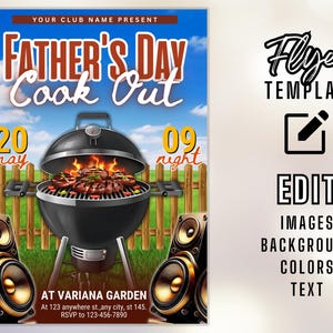 Father's Day Cookout Flyer: Editable BBQ Party Template (canva, Digital ...