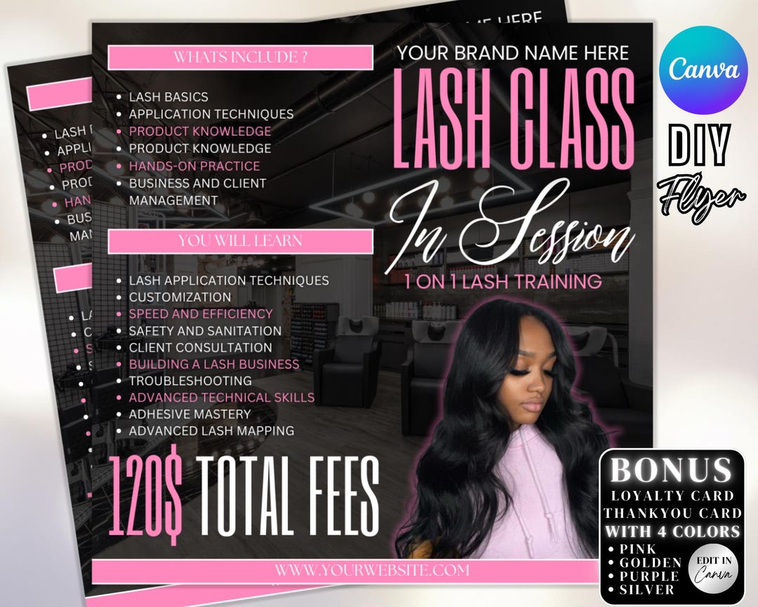 Editable Lash Class Flyer Template, Lash Training Course Flyer, Beauty ...
