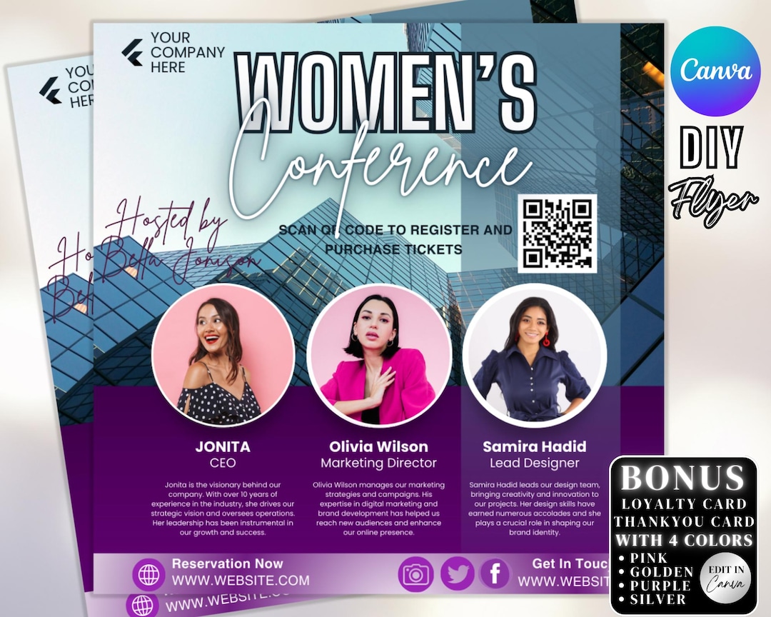 Women's Conference Flyer Canva Template: Empowerment Event (digital ...