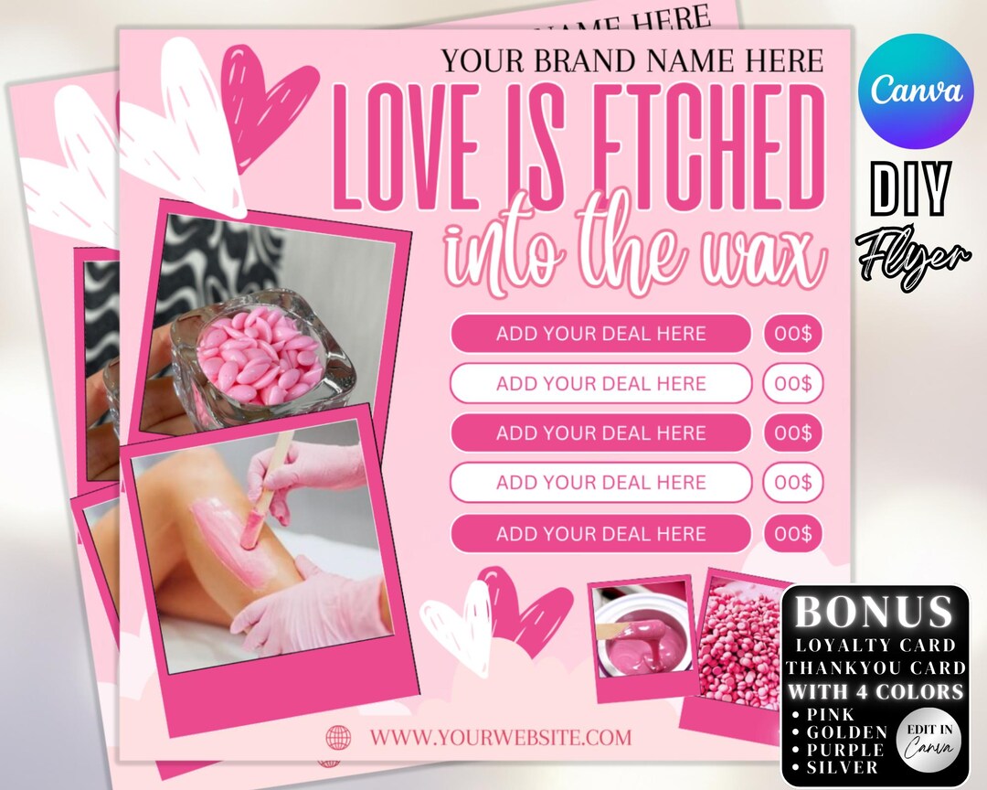 Valentines Day Wax Flyer, Love is in the Wax Specials Flyer, Valentines ...