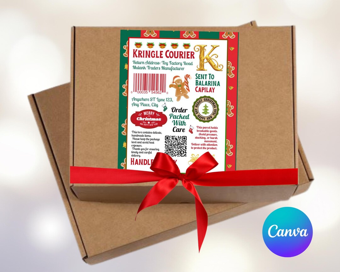 Editable Santa Shipping Label Canva Template | Personalized North Pole ...