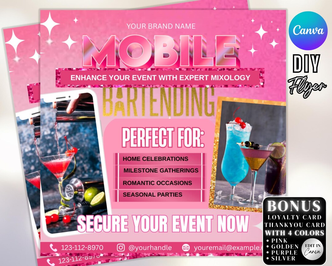 Editable Mobile Bartending Flyer Template: Corporate Event Drink ...