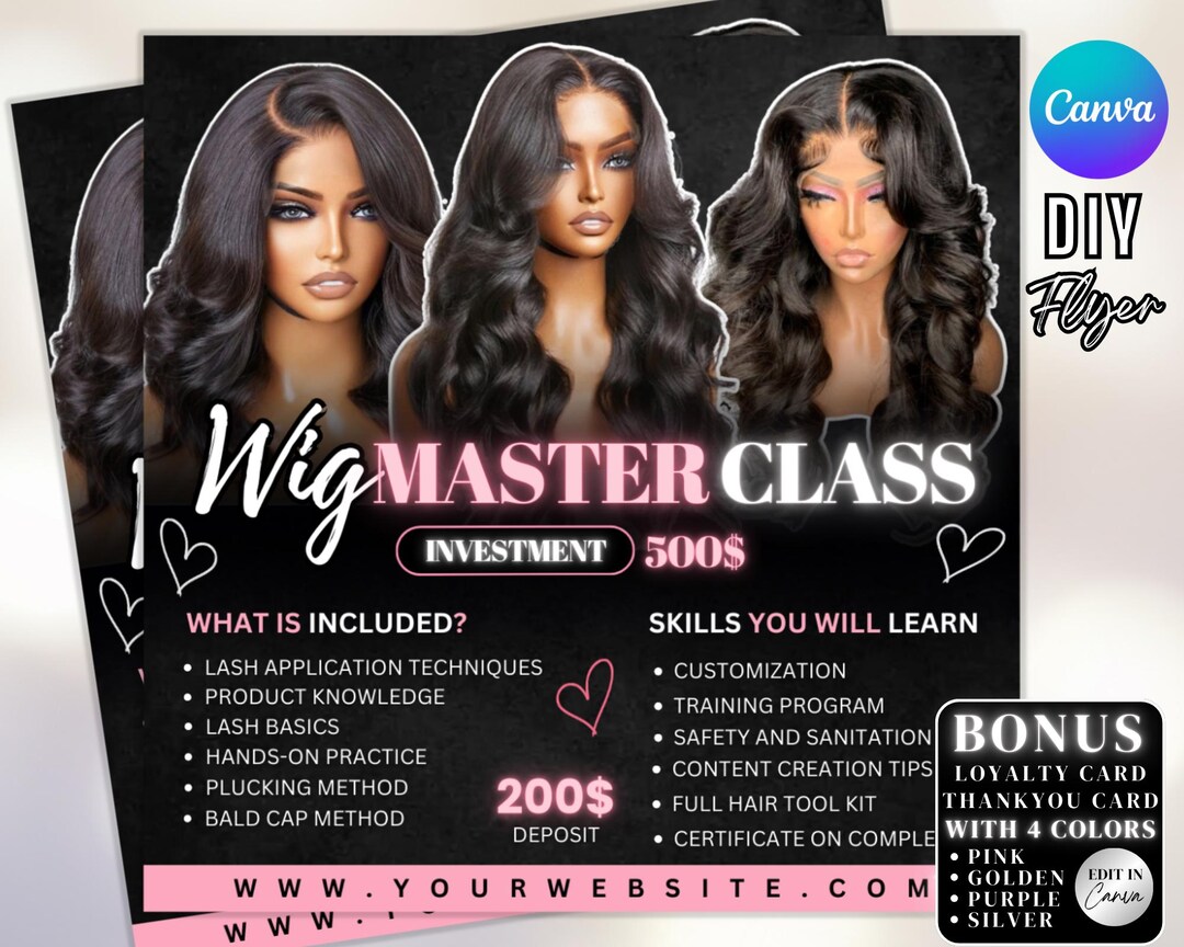 Wig Install Training Flyer Lace Wig Masterclass Training Wig Class ...