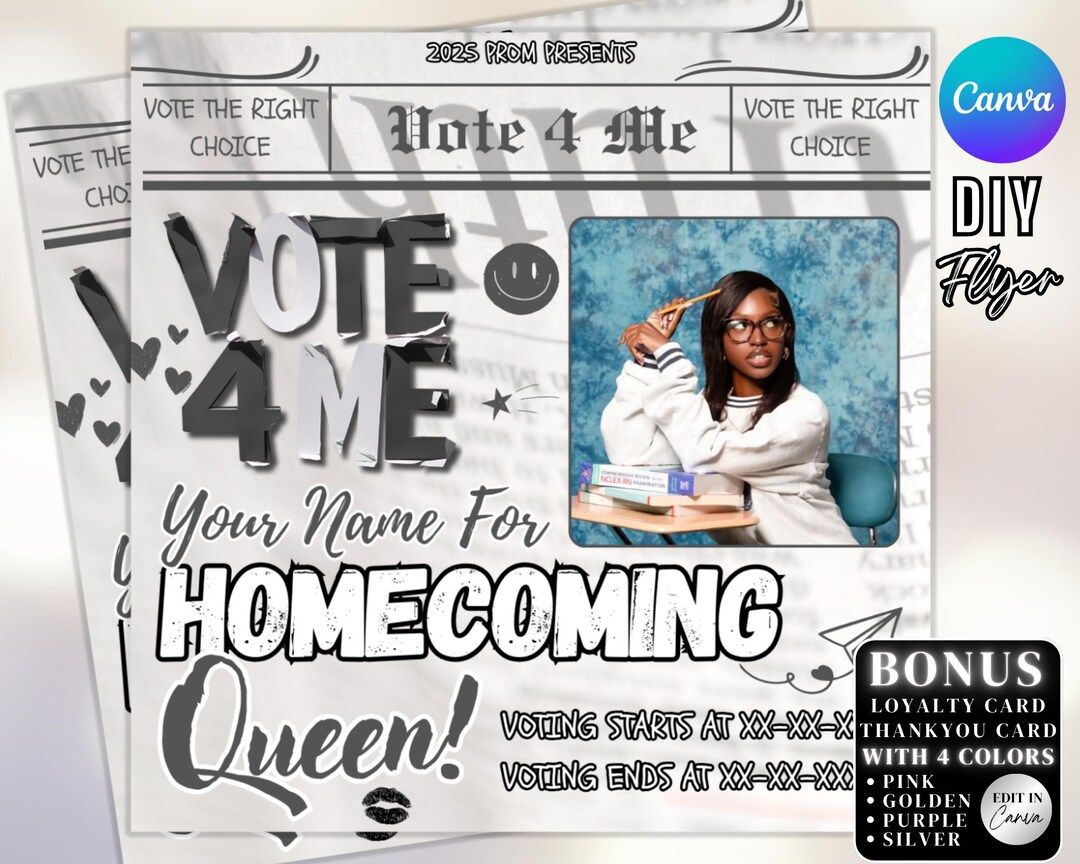 Editable Homecoming Queen Flyer Template: Canva DIY Design (PDF ...