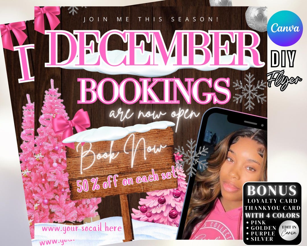 December Booking Flyer - Decmeber Book - Winter Booking Flyer - Hair ...