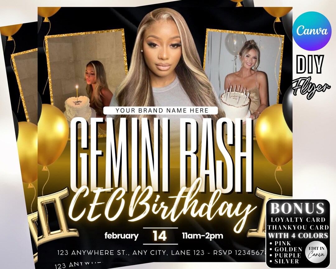CEO Birthday Party Flyer, Birthday Flyer, Gemini Flyer, Birthday Party ...