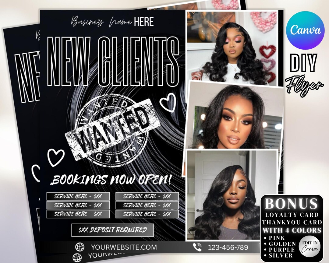 DIY New Client Flyer Template: Hair, Lashes, Nails (canva Editable ...