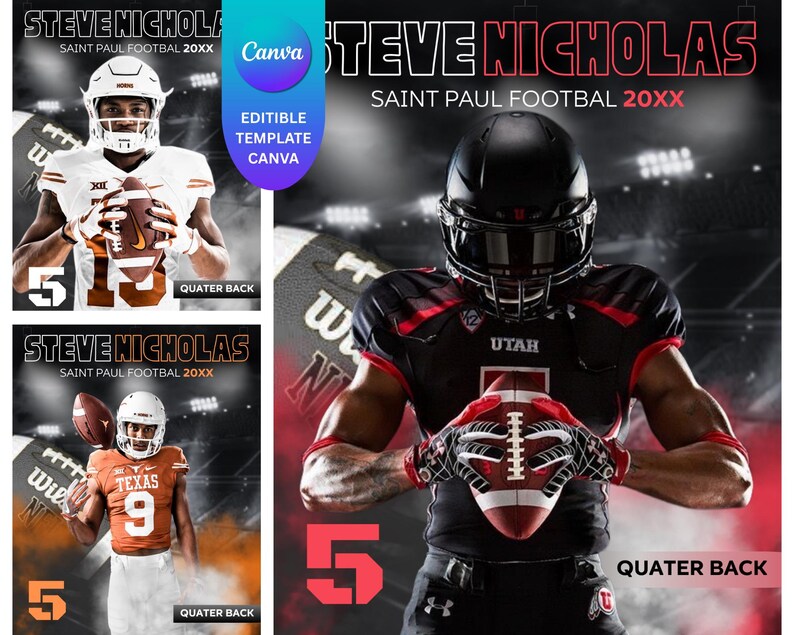 Editable Football Poster Template: Game Day, Sports Team Design (canva ...