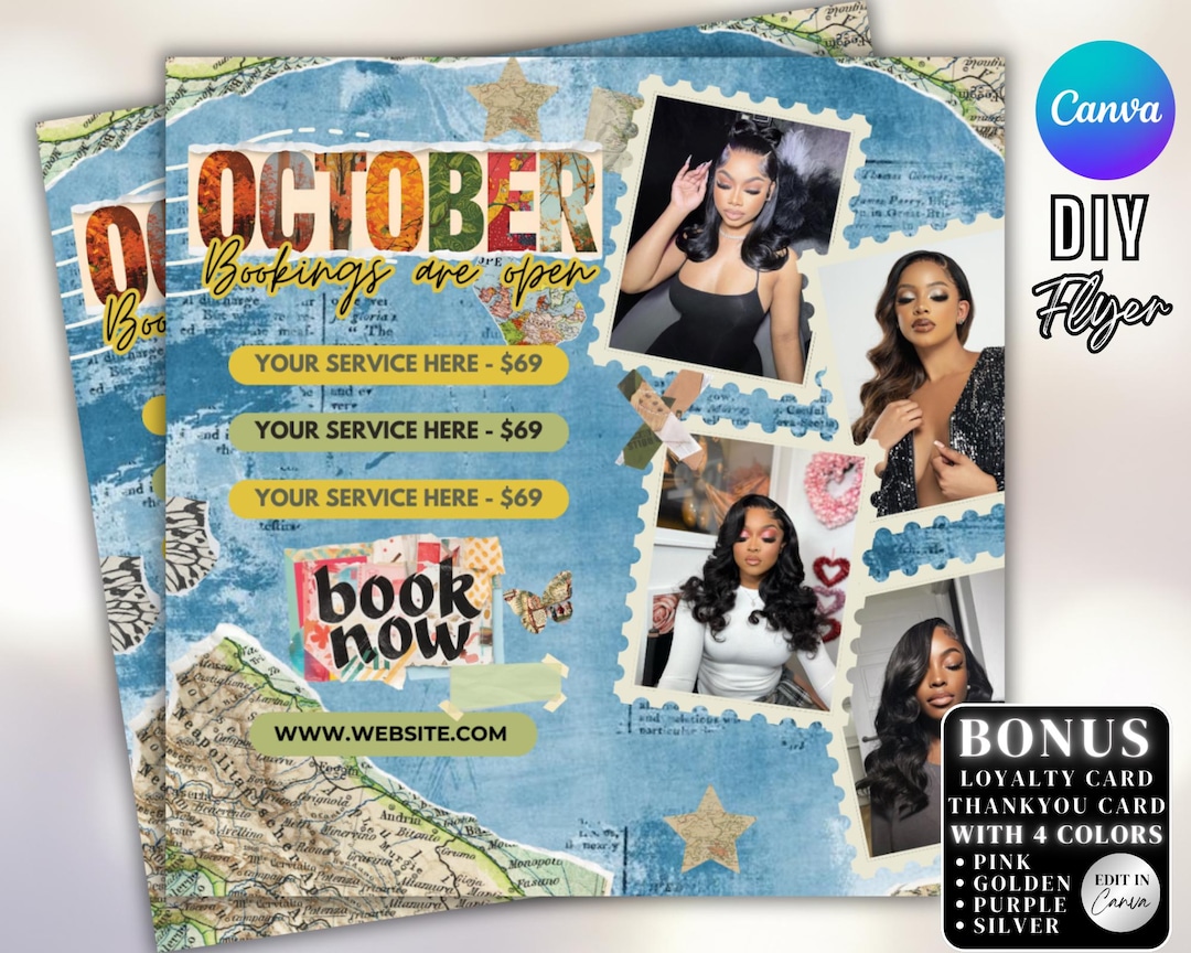 October Scrapbook Template | Editable Fall Collage Flyer | Autumn ...