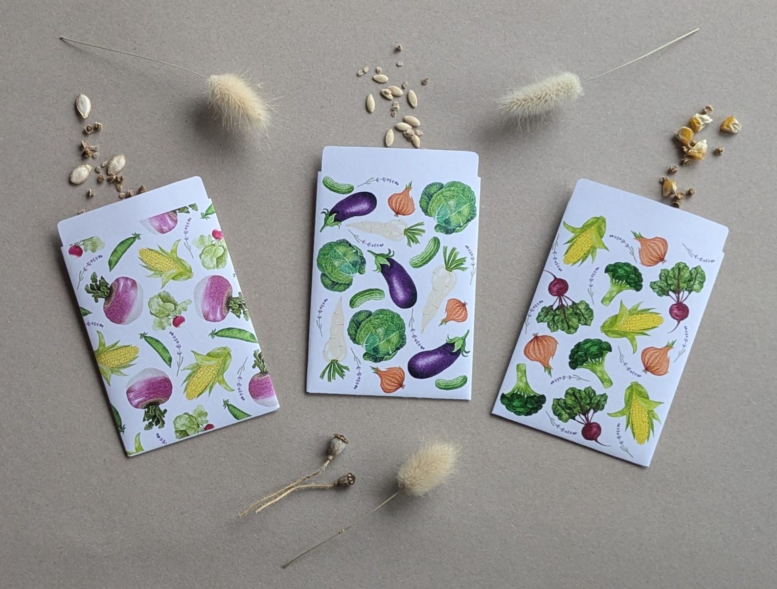 Printable 6 Vegetable Seed Packet Designs -mixed Vegetable- Watercolour ...