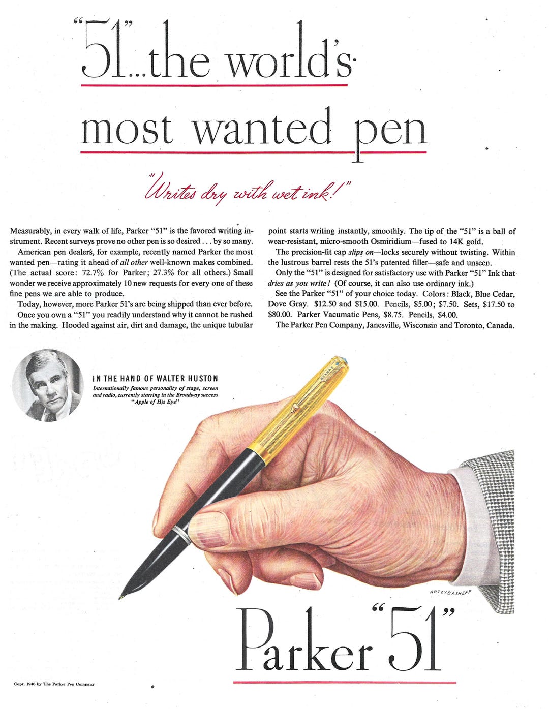 1946 Parker 51 Pen Ad. Ink Pen Vintage - Etsy
