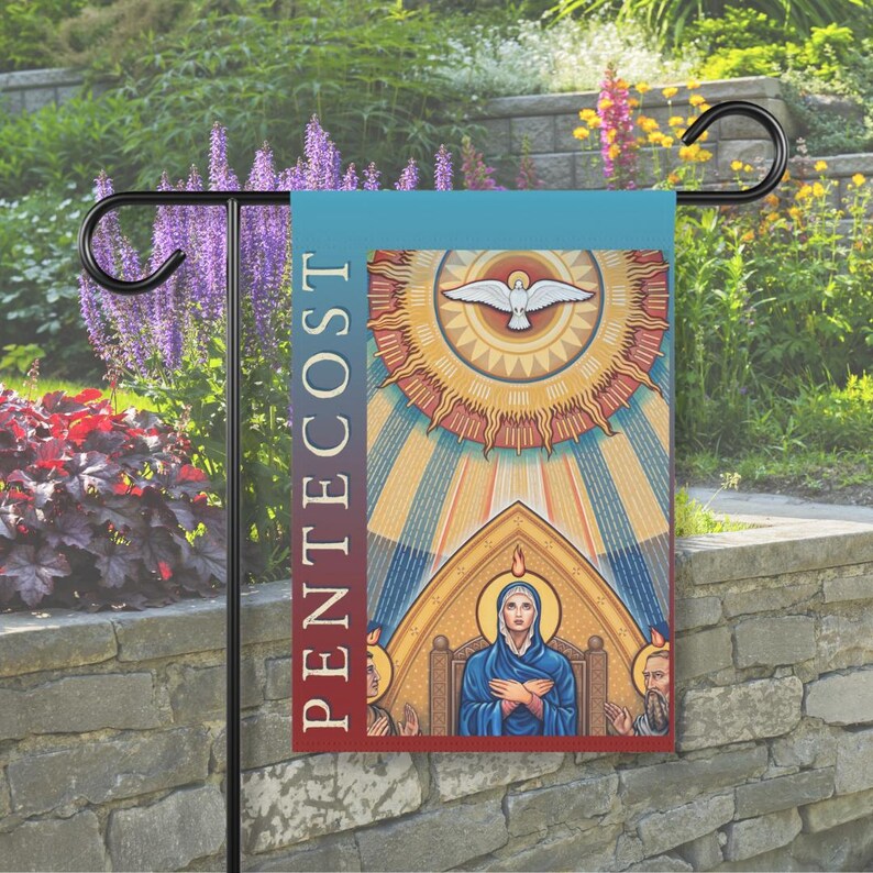 Blessed Virgin Mary at Pentecost - Catholic Easter House Flag ...