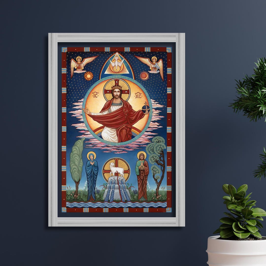 Christ Pantocrator Lamb of God With Mary Print on Archival Paper ...