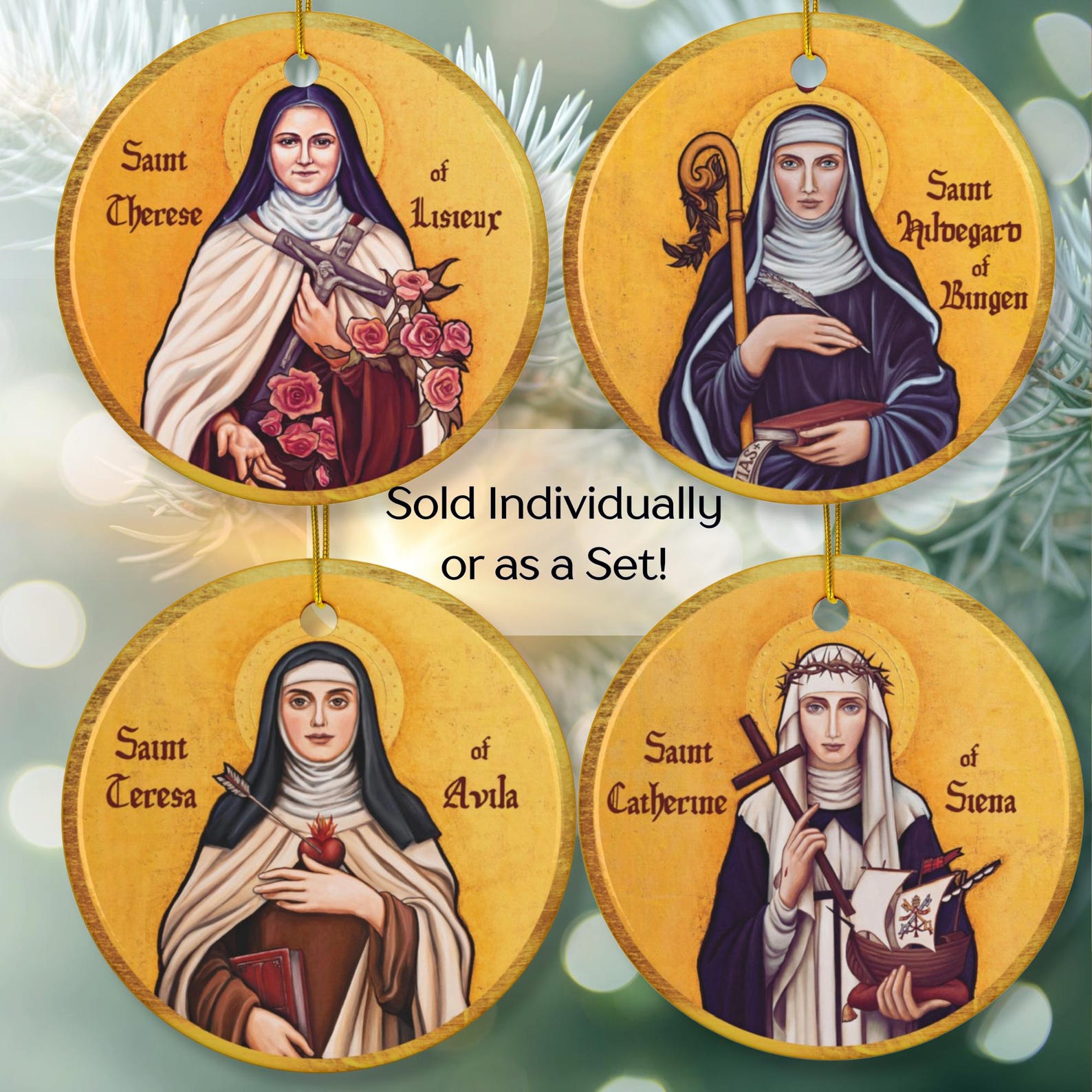 Four Women Doctors of the Church Ornaments - St Therese of Lisieux - St ...
