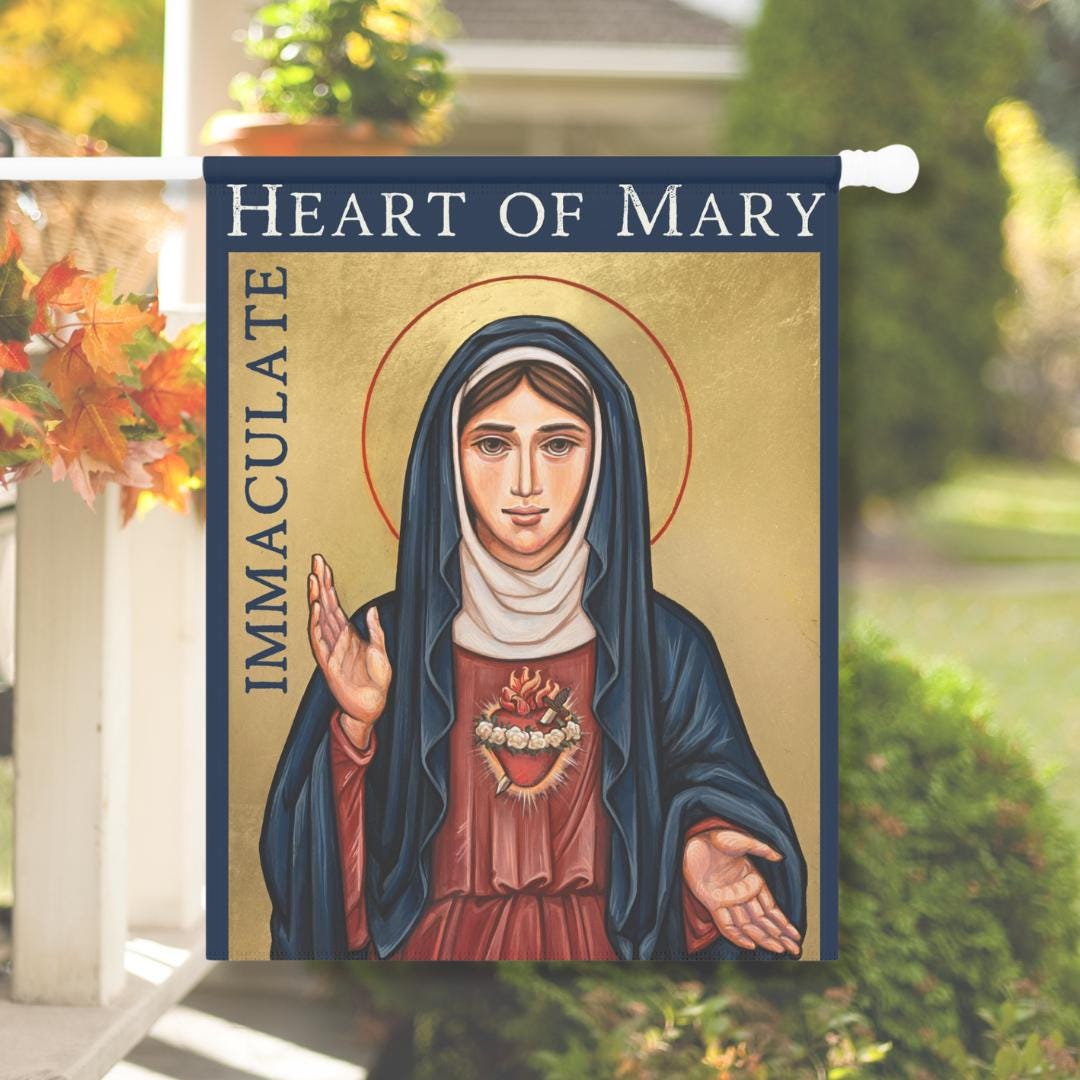 Immaculate Heart of Mary House Flag Banner - August Devotions Catholic ...
